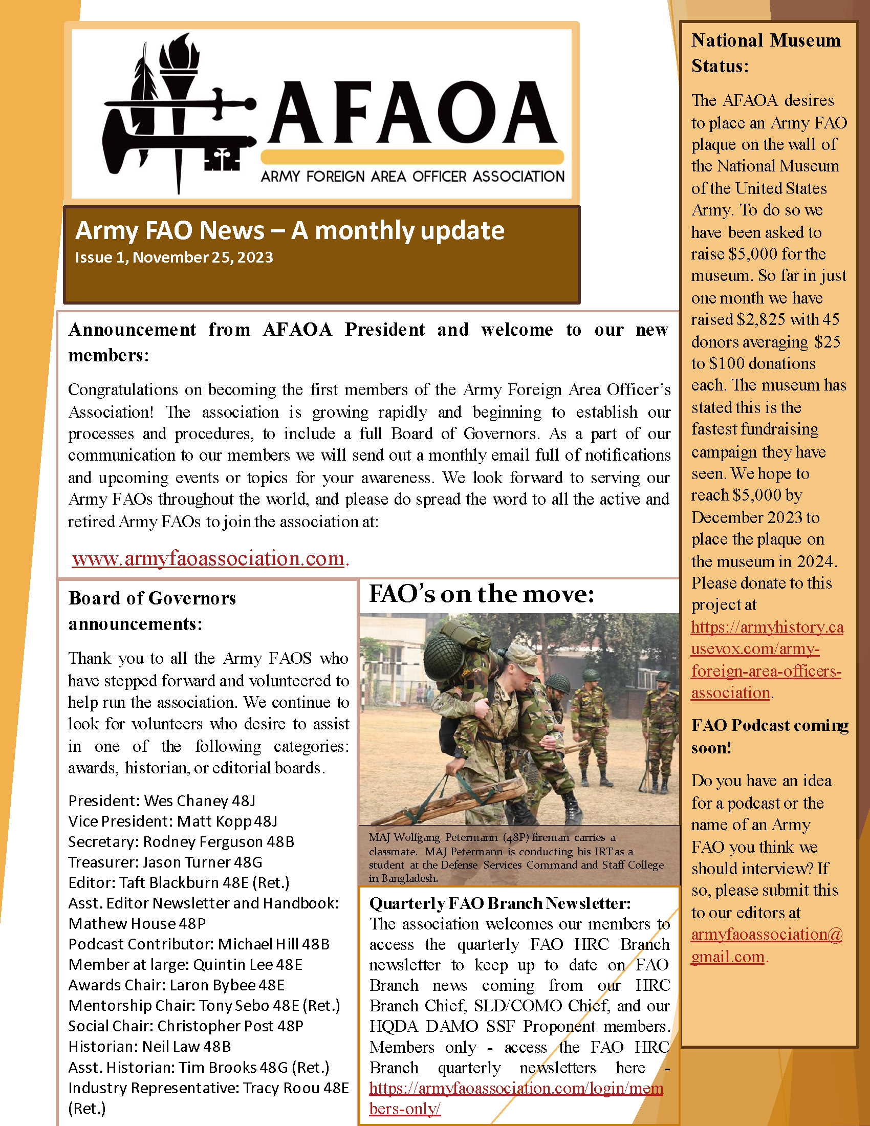 AFAOA News Update – Issue 1 – November 2023 – Army Foreign Area ...