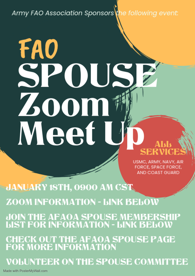 FAO Spouse Zoom Meet and Greet – Army Foreign Area Officers Association